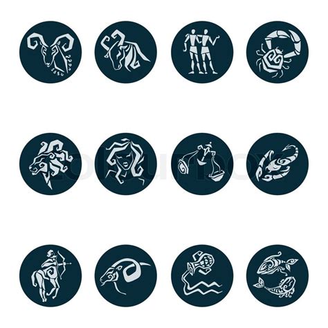 Horoscope Twelve Symbols Of The Zodiac Signs Stock Vector Colourbox