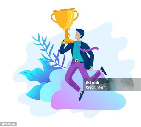 비즈니스 팀 성공 개최 골든 위너 컵 사람들의 개념은 승리에 만족합니다 큰 트로피를 들고 축하하는 사무직 근로자 개념에 대한
