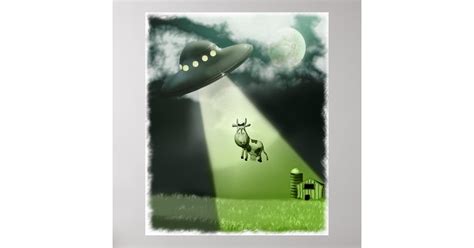 Comical Ufo Cow Abduction Poster Zazzle