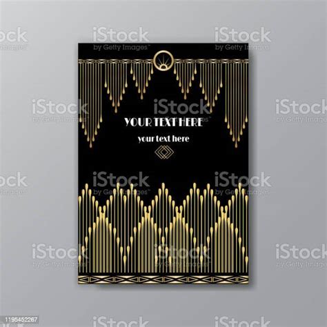 아르 데코 우아한 황금 블랙 페이지 템플릿 웹 및 인쇄 도시와 조명복고풍 스타일 개념에 대한 스톡 벡터 아트 및 기타 이미지