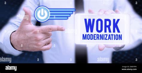 Hand Writing Sign Work Modernization Internet Concept Changing Product