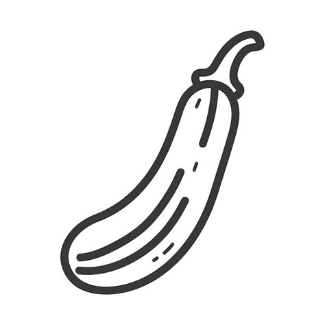 Premium Vector Line Drawing Of A Cucumber With A Stem