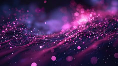 Pink And Purple Glowing Particles Form A Wave Pattern On A Dark