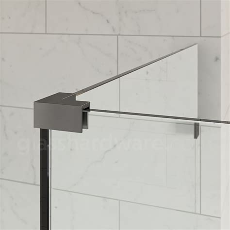 Glass To Glass 90 Degree Sleeve Over Clamp Polished Brass