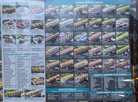 Kumo Sushi Menu In Bethlehem Pennsylvania Usa