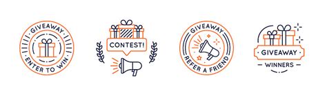 4 공짜 로고 아이콘 스티커 선물 상자가있는 라벨 및 소셜 미디어 및 웹 디자인을위한 메가폰 컬렉션 공짜 경연 대회 개념 벡터 일러스트 레이 션 증정품에 대한 스톡 벡터