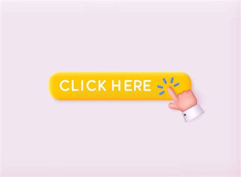 Click Here 3d Button With Hand Pointer Clicking Navigation Search For