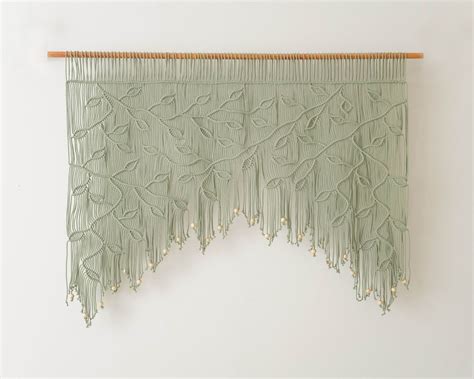 Macrame Leaf Curtian Window Curtain Wedding Decor Boho Wall Etsy