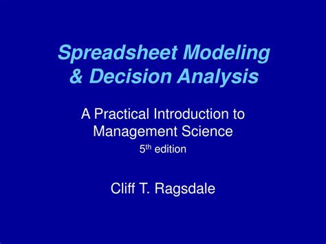 PPT Spreadsheet Modeling Decision Analysis PowerPoint Presentation