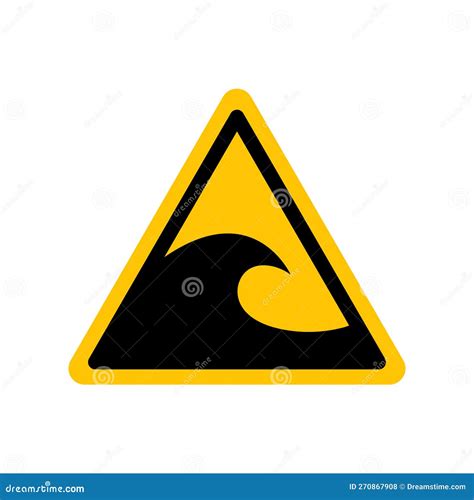 Tsunami Sign Black Danger Icon On Yellow Triangle Symbol Vector