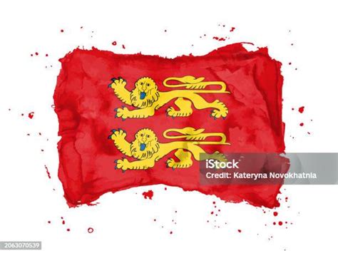 노르망디의 국기 붓 치기 배경입니다 흰색 배경에 프랑스의 깃발 노르망디입니다 디자인을 위한 수채화 스타일입니다 주당순이익10 0명에 대한 스톡 벡터 아트 및 기타 이미지