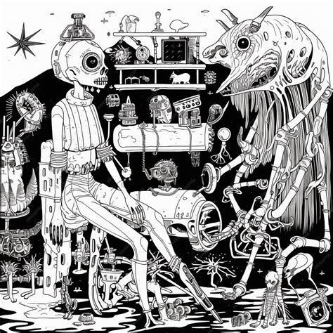 Premium Ai Image Black And White Horror Illustration