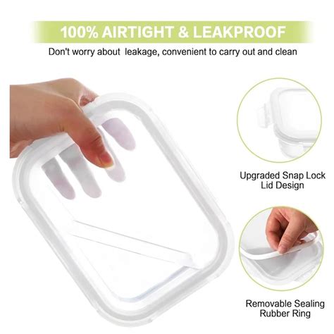 10 Pack Glass Meal Prep Containers630ml Rectangle Shape High