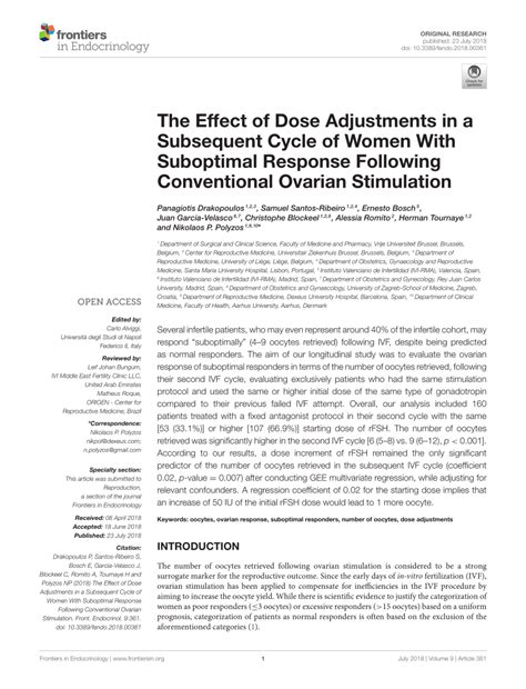 Pdf The Effect Of Dose Adjustments In A Subsequent Cycle Of Women