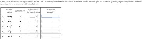 Solved Consider Cach Of The Following Molecules And Or Ions