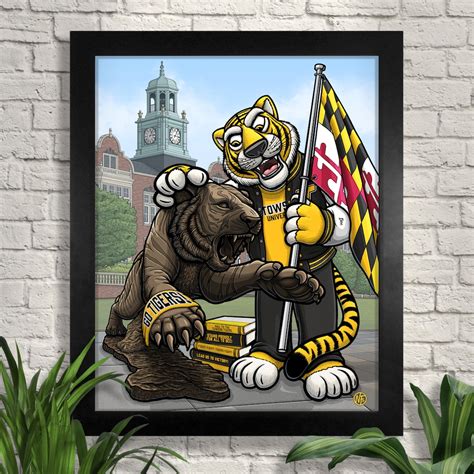 Towson University Tiger Art Print Tu Illustration Tiger Statue Doc