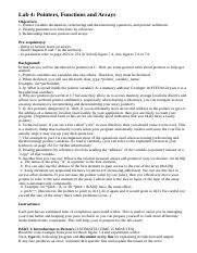 Lab Pointers Functions And Arrays Html Lab Pointers Functions