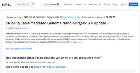 Crisprcas9 Mediated Genome Nano Surgery An Update Scite Report
