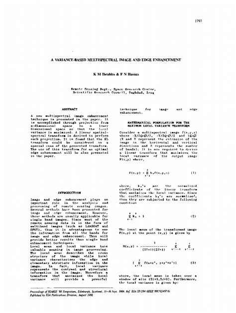 A Variance Based Multispectral Image And Edge Enhancement Ieee