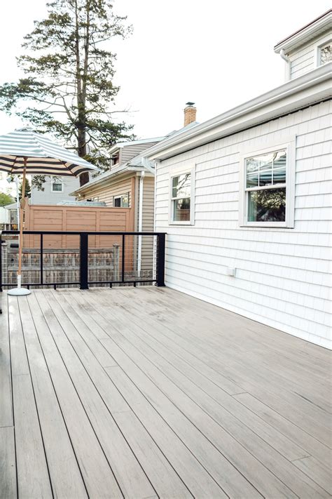 Our New Timbertech Deck With Contemporary Rail And String Lights