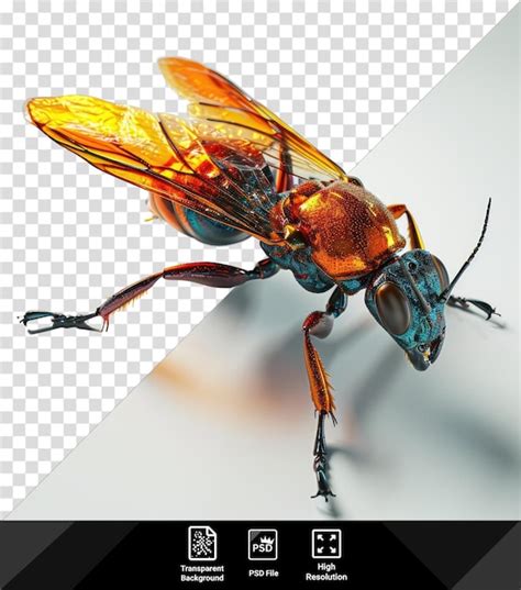 Premium PSD Transparent Insect Repellent A Close Up Of A Bugs Body With A Leaf And A Stem