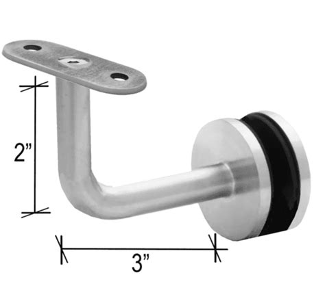 Handrail Bracket Glass Mount 3x2 W Flat Saddle Labastie Solutions