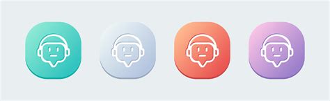 Chat Bot Line Icon In Flat Design Style Artificial Support Signs Vector Illustration 12697455