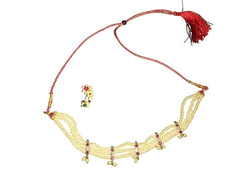 Golden Durva Har Golden Peral Kanthi With Noose Ring At ₹ 350 Set