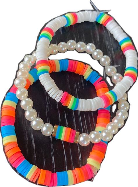 Preppy Neon Clay Bead Bracelets Sold As Set Or A Single Bracelet