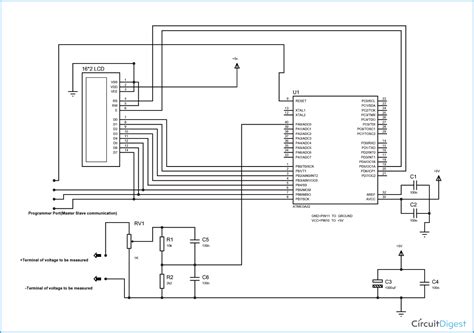Digital Voltmeter Using Avr Microcontroller Atmega Circuit Diagram