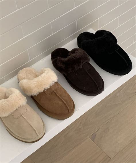 따뜻한 양털 퍼 안감 가죽 어그 슬리퍼 겨울슬리퍼 털슬리퍼 퍼슬리퍼