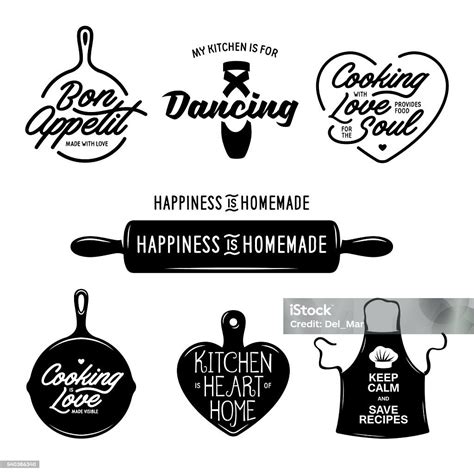 주방 관련 타이포그래피 설정합니다 견적 약 요리요 빈티지 벡터 삽화 부엌에 대한 스톡 벡터 아트 및 기타 이미지 부엌 요리하기 음식 준비 인용 문자 Istock