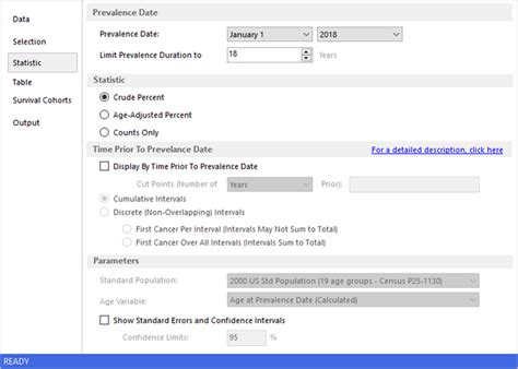 Limited Duration Prevalence Statistic Tab — Seerstat Help System