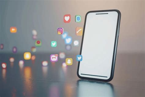 Premium Photo Blank Smartphone Screen 3D Animated Social Media Icons
