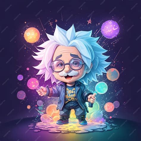 Personaje De Dibujos Animados De Albert Einstein Foto Premium
