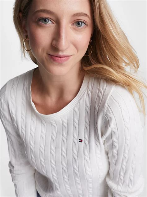 Adaptive Pullover Mit Zopfmuster Weiß Tommy Hilfiger
