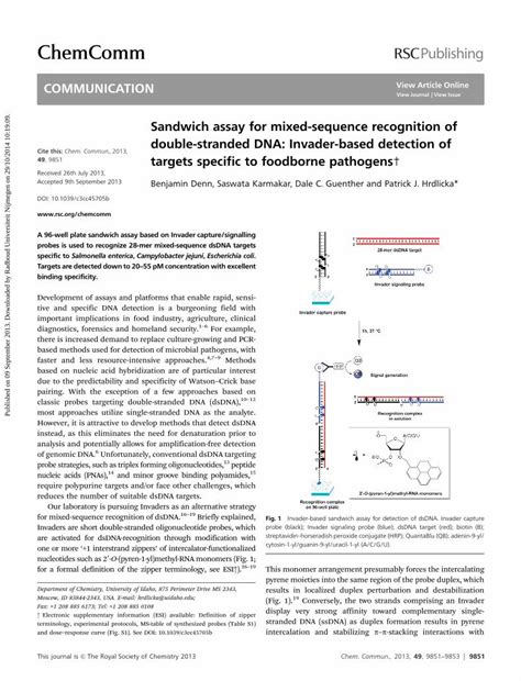 Pdf Sandwich Assay For Mixed Sequence Recognition Of Double Stranded