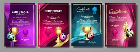 골든 컵 게임 인증서 디플로마 볼링 벡터를 설정 합니다 스포츠 수상 템플릿입니다 성과 디자인입니다 배경 명예 A4 가로입니다 챔피언입니다 최고 상금입니다 우승자의 트로피