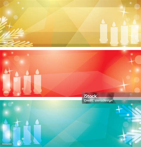 Abstract Backgrounds With Advent Candles Vector Colored Banners Stock