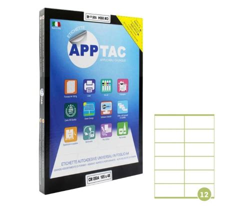 Etichette Adesive Apptac CM0504 A4 105x48 Mm Conf 100 Etichette