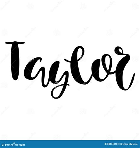 Female Name Taylor Lettering Design Handwritten Typography Stock
