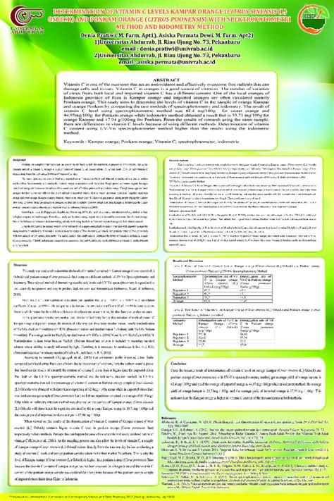 Pdf Determination Of Vitamin C Levels Kampar Orange Citrus Sinensis