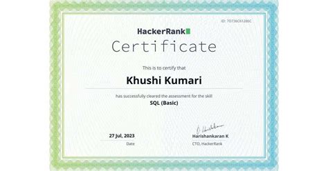 khushi kumari on linkedin hackerrank skill certificate