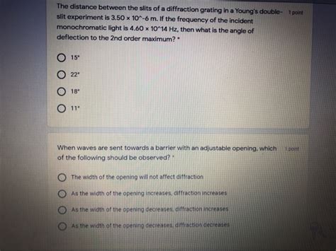 Solved The Distance Between The Slits Of A Diffraction Chegg