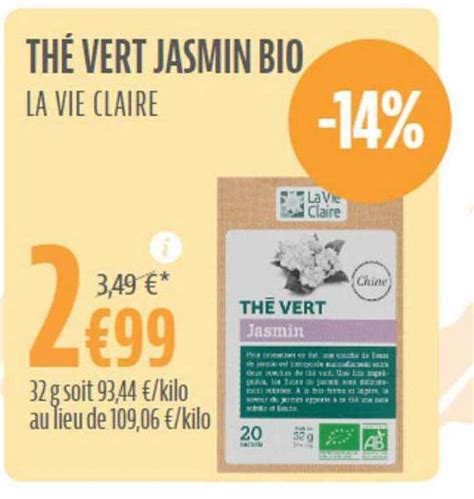 Promo Thé Vert Jasmin Bio La Vie Claire Chez La Vie Claire Icataloguefr