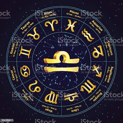 원에 조디악 Libra의 금 기호 0명에 대한 스톡 벡터 아트 및 기타 이미지 0명 모양 물고기자리 Istock