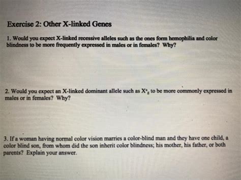 Solved Name X Linkage Lab Report Exercise 1 Sex Linkage In