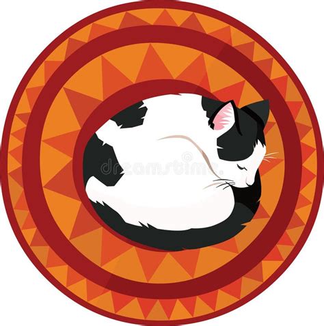 White And Black Cute Funny Cartoon Cat Yin Yang Sign Icon Feng Shui