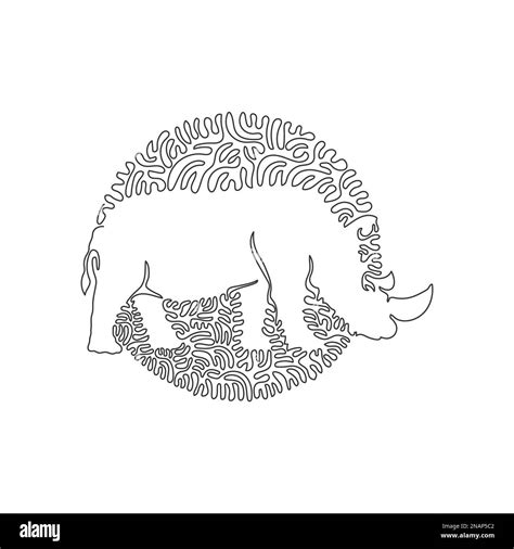 Continuous One Curve Line Drawing Of Huge Rhinos Single Line Editable Stroke Vector