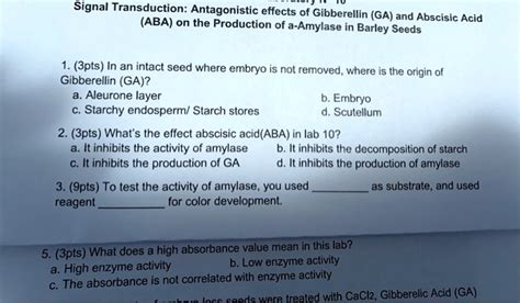 Solved Signal Transduction Antagonistic Effects Of Gibberellin Ga